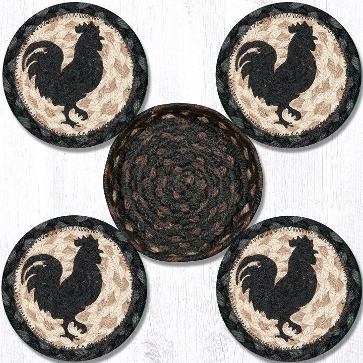 Coaster Set - Black Rooster | The Old Tin Shed